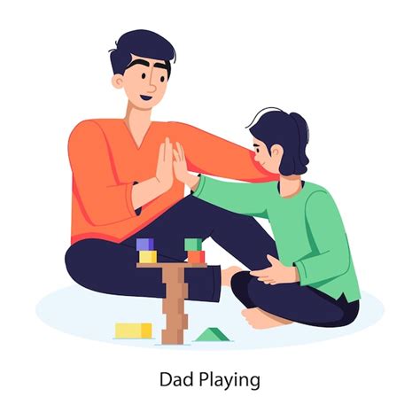 Mira la ilustración plana de un padre jugando con su hijo Vector Premium