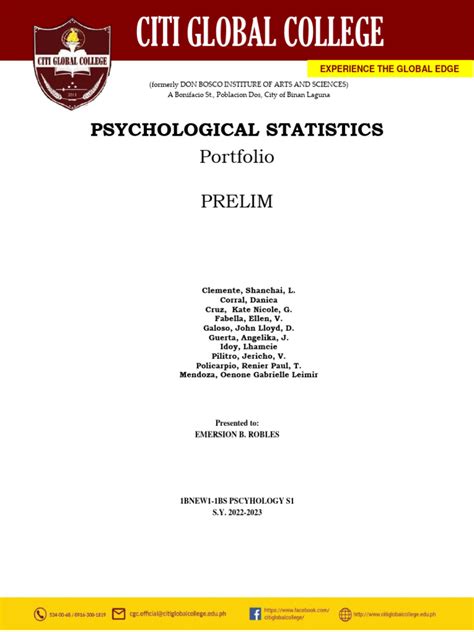Prelims Stats Portfolio Pdf Statistics Mean