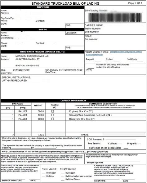 What Is A Bill Of Lading Mercury