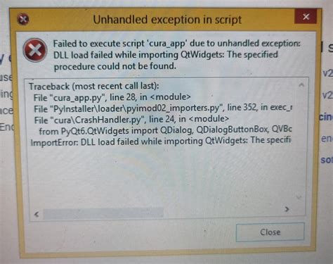 unhandled exception in script r cura