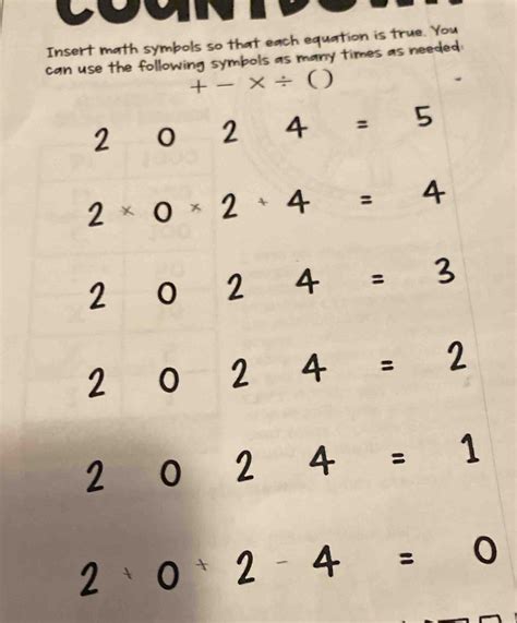 solved a insert math symbols so that each equation is true you can