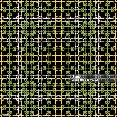 부족 민족 원활한 패턴 화려한 줄무늬 격자 무늬 배경 벡터 반복 검사 배경입니다 추상적 인 모양 사각형 테두리 점선 줄무늬가있는 기하학적 타탄 장식 장식 0명에 대한 스톡