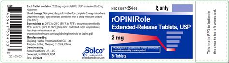 Ropinirole Extended Release Tablets Package Insert Prescribing Info