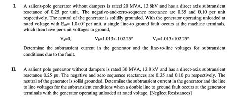solved i a salient pole generator without dampers is rated