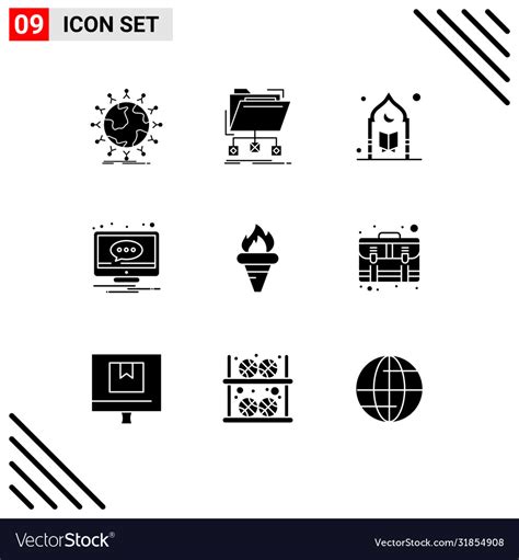 Stock Icon Pack 9 Line Signs And Symbols For Vector Image