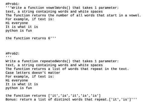 Solved Prob Write A Function Vowelwords That Takes Chegg