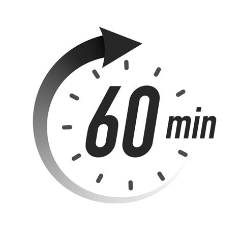 60 Timer Minutes Symbol Black Style With Arrow 7224941 Vector Art At
