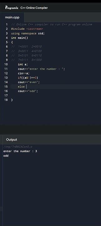 Checking The Number Is Odd Or Even Using Bitwise Operators