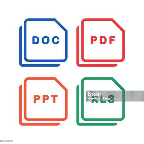 파일 유형입니다 문서의 형식 및 확장 Pdf Doc Ppt 및 Xls 로고에 대한 스톡 벡터 아트 및 기타 이미지 로고 Slide Show Presentation