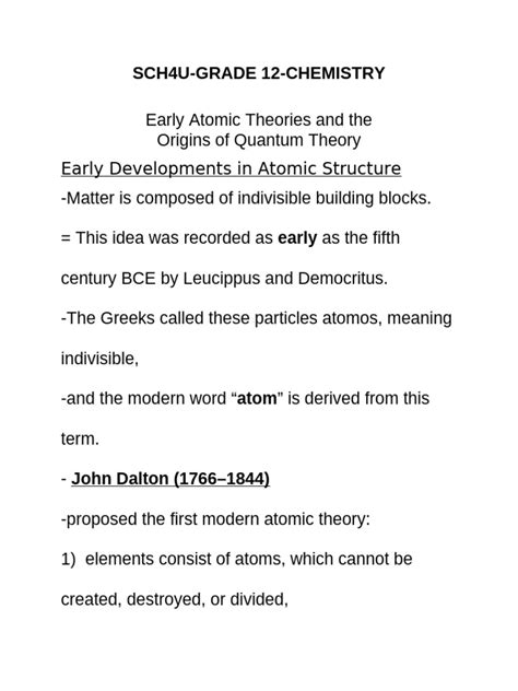 2 Notes Early Atomic Theory Pdf Atoms Atomic Nucleus