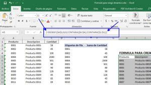 Fórmula de rango en Excel