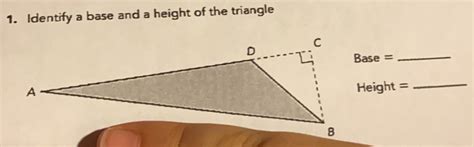 Solved Identify A Base And A Height Of The Triangle Base Height Math