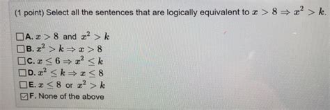 Solved 1 Point Select All The Sentences That Are Logically