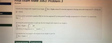 Solved Find The Line Integral With Respect To Arc Length Chegg Com