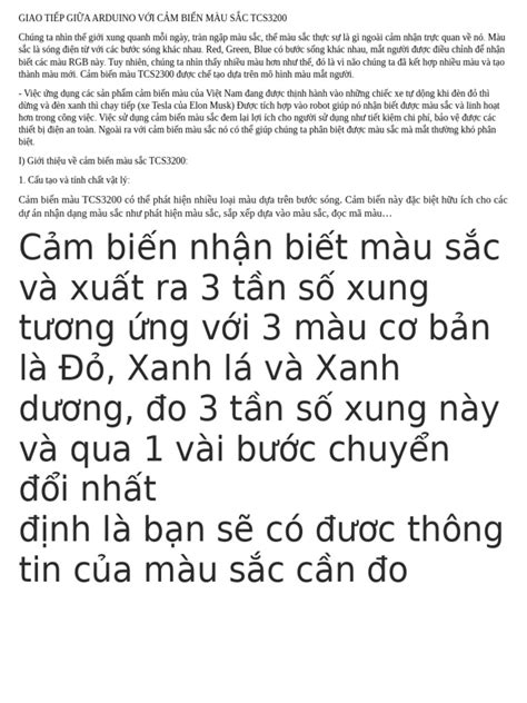 Giao Tiếp Giữa Arduino Với Cảm Biến Màu Sắc Tcs3200 Pdf