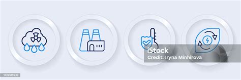 물 에너지 온도계 공장 생산 및 산성비 방사성 구름 아이콘을 설정합니다 벡터 건축하기에 대한 스톡 벡터 아트 및 기타 이미지 건축하기 공학 구름 Istock