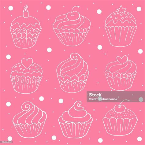 컵 케이크의 아이콘 세트 손으로 그리기 스타일의 머핀 벡터 일러스트레이션 컬렉션 개체 그룹에 대한 스톡 벡터 아트 및 기타 이미지 개체 그룹 공휴일 그리기 Istock