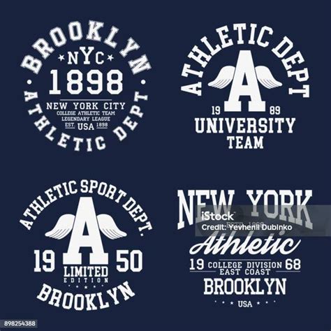 뉴욕 브루클린 인쇄 술 배지 T셔츠 인쇄에 대 한 설정 대표팀 스타일 티셔츠 그래픽 뉴욕 시에 대한 스톡 벡터 아트 및 기타 이미지 뉴욕 시 의류 T 셔츠 Istock