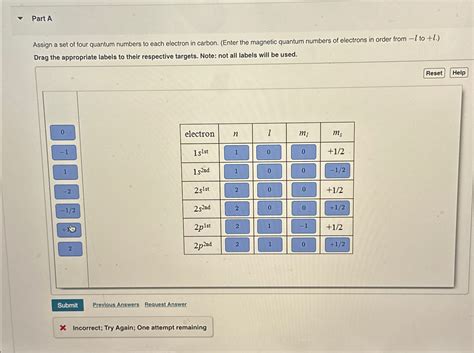 Solved Part Aassign A Set Of Four Quantum Numbers To Each