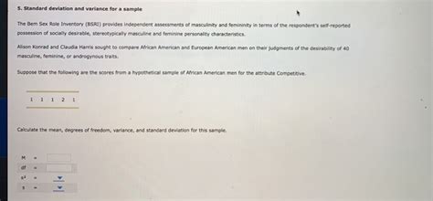 Solved 5 Standard Deviation And Variance For A Sample The