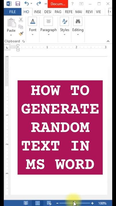 How To Generate Random Text In Ms Word Youtube