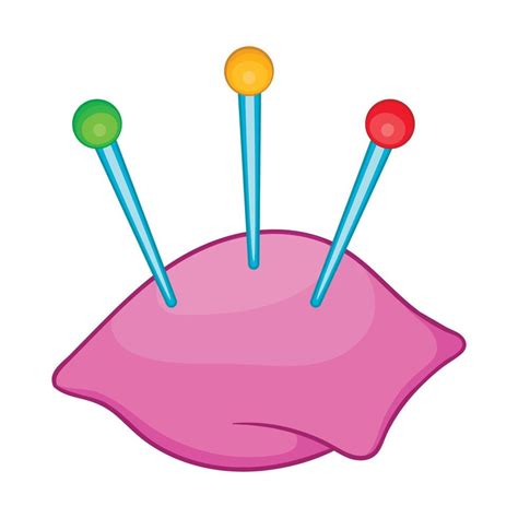 Sewing Pins And Pin Cushion Icon Cartoon Style 14589348 Vector Art At