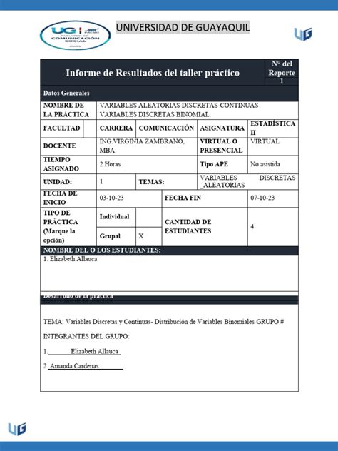 Trabajo Autónomo 1 Variables Discretas Continuas Binomial Pdf