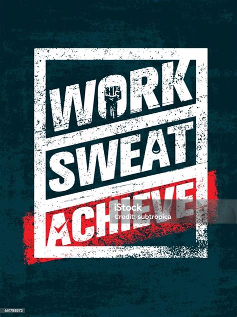 작품입니다 땀입니다 달성 운동 및 피트 니스 동기 부여 견적 크리에이 티브 벡터 인쇄 술 그런 지 배너 개념 포스터에 대한 스톡 벡터 아트 및 기타 이미지 Istock