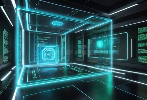 A Realistic Holographic Screen Floating In Mid Air Displaying Streams