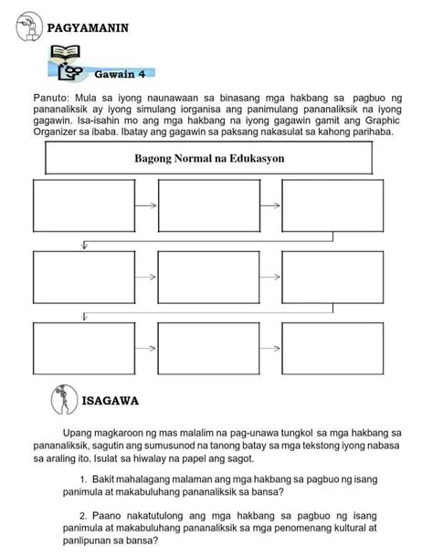 PAGYAMANIN Gawain 4 Panuto Mula sa iyong | StudyX