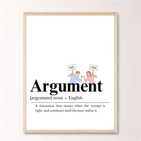 Argument Definition Print Printable Wall Art Home Decor Digital Print