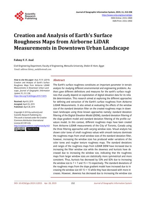 Pdf Creation And Analysis Of Earths Surface Roughness Maps From