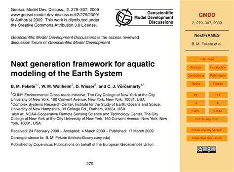 PDF Next Generation Framework For Aquatic Modeling Of The Earth System