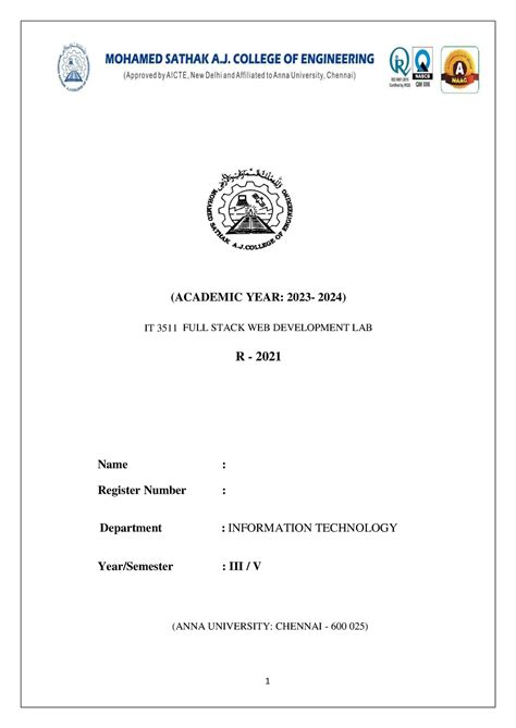 Full Stack Lab Manual Academic Year 2023 2024 It 351 1 Full