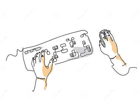 Sketch Lifestyle A041 Computer Use With Keyboard And Mouse Vector Illustration Graphic Eps 10