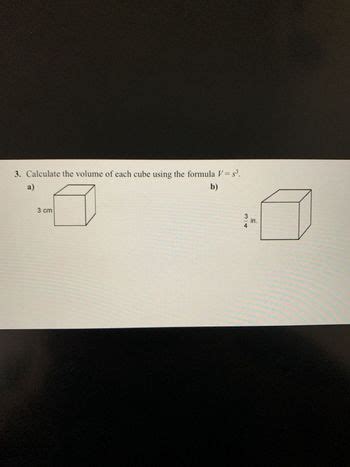 Answered Calculate the volume of each cube using the formula V s³ a b cm in