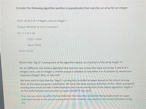 Solved Consider The Following Algorithm Written In