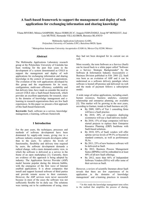 pdf a saas based framework to support the management and deploy of