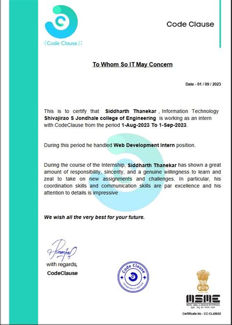 Webdeveloper Internship Intern Codeclause Siddharth Thanekar