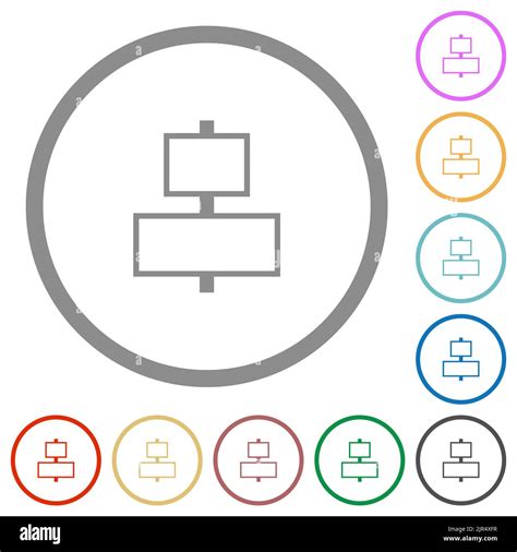 Align To Center Outline Flat Color Icons In Round Outlines On White Background Stock Vector