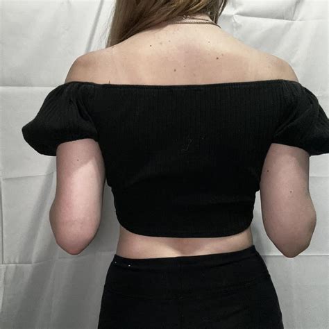 Small Black Scrunched Off Shoulder Wild Fable Crop Top Depop