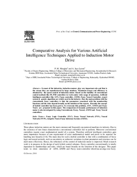 pdf comparative analysis for various artificial intelligence