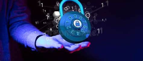 3d Rendering Of Cyber Security Data Protection Business Technology Privacy Concept Above A Hand