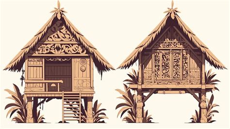 Filipino Nipa Hut Patterns With Traditional House Elements Premium Ai