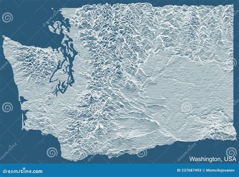 Blue Topographic Map Of Washington Usa Stock Vector Illustration Of