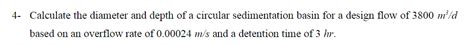 Solved Calculate The Diameter And Depth Of A Circular Chegg