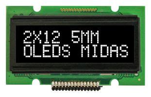 MCOB AV EWP MIDAS DISPLAYS Alphanumeric OLED X White On Black V Parallel English