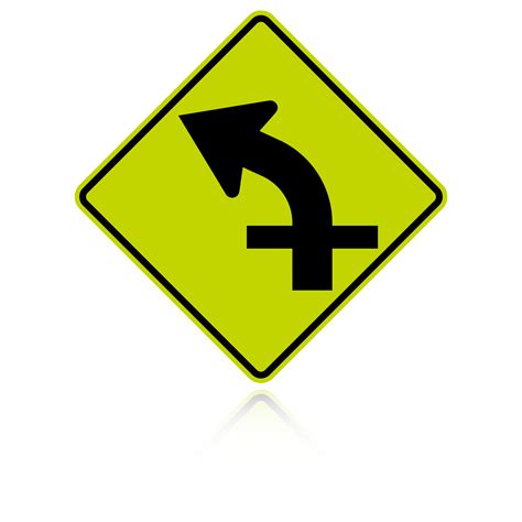 Mutcd W1 10al Left Combination Curve Cross Road