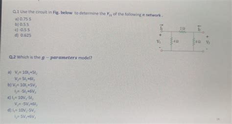 Solved Q 1 Use The Circuit In Fig Below To Determine The Chegg Com