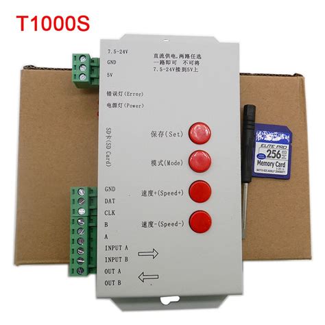 t1000s 2048 pixels dmx 512 controller sd card ws2801 ws2811 ws2812b
